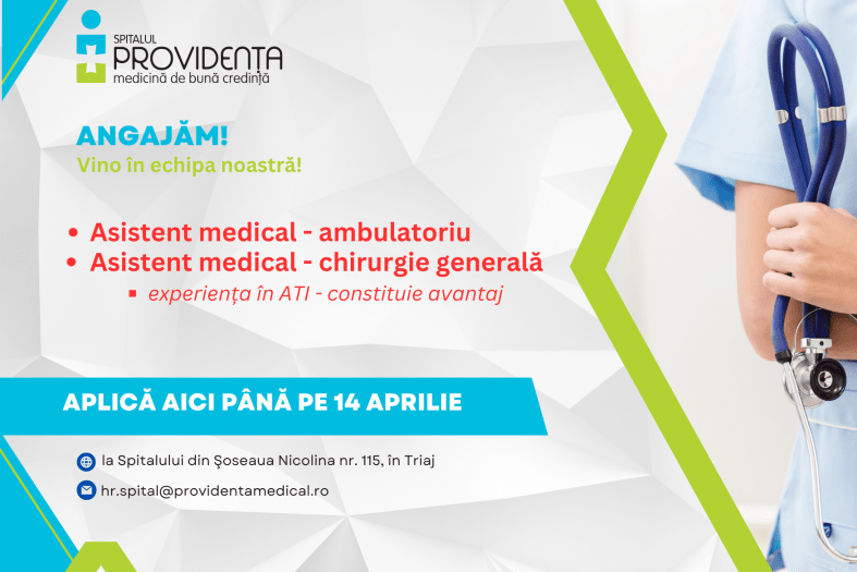 Angajăm asistent medical generalist | Providența - Policlinică și Spital